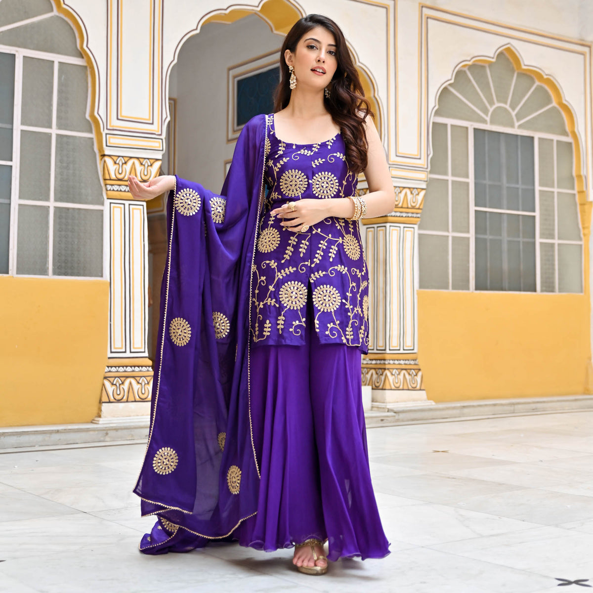 Maahru Blue Designer Embroidered Georgette Suit Set for Women Online ...
