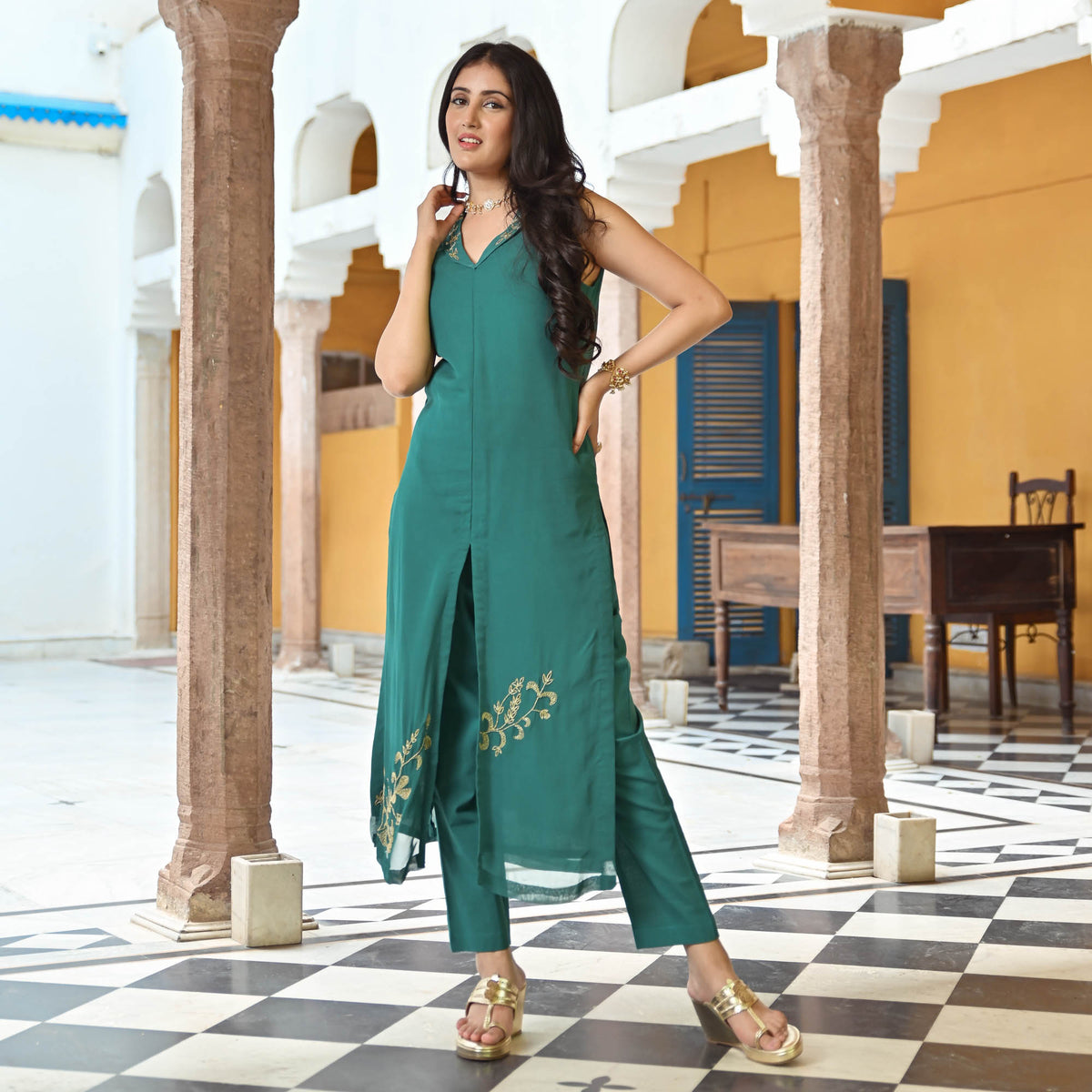 Haana Green Designer Georgette Suit Set for Women Online – UrbanStree