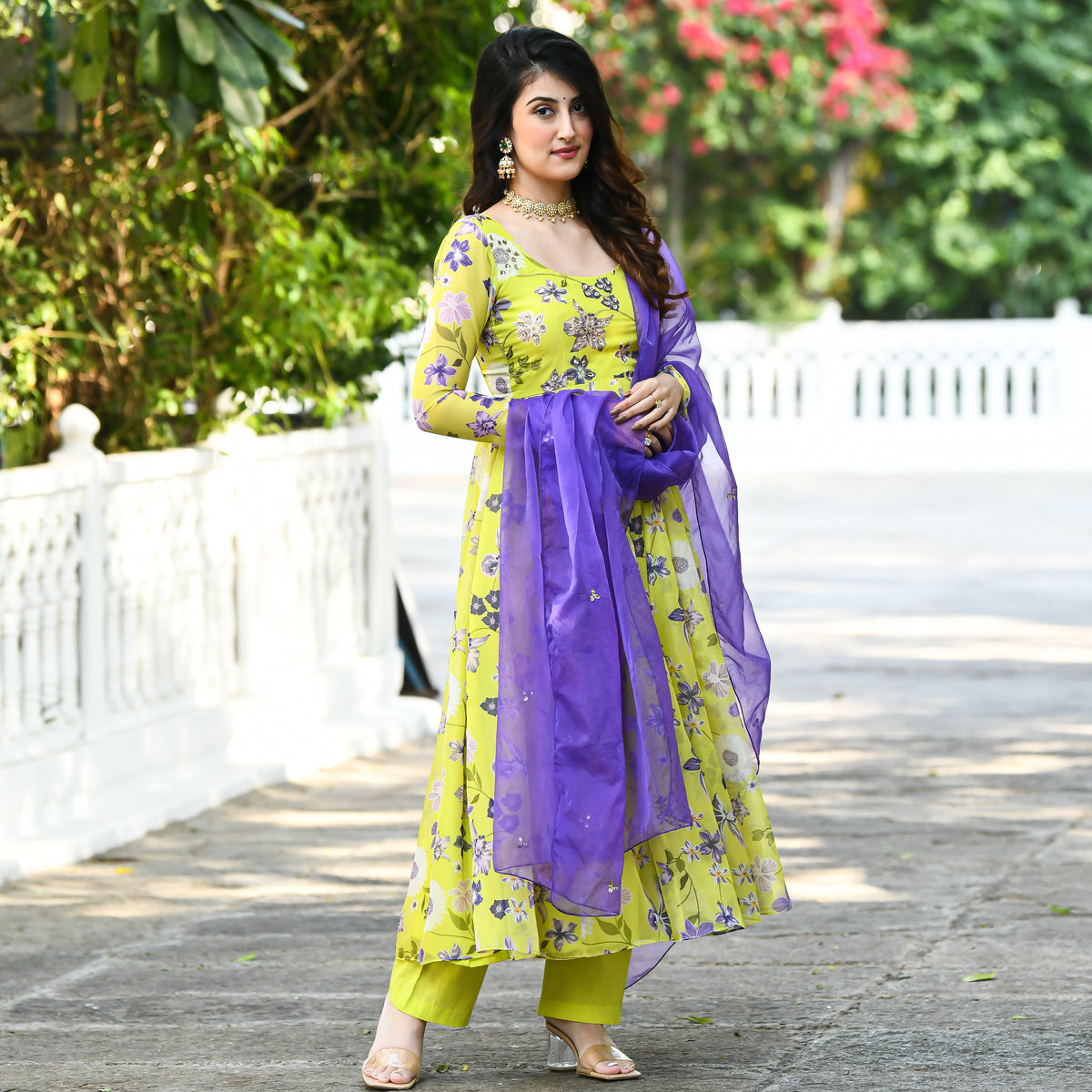 Buy UrbanStree Palak Designer Traditional Organza Suit Set For Women Online